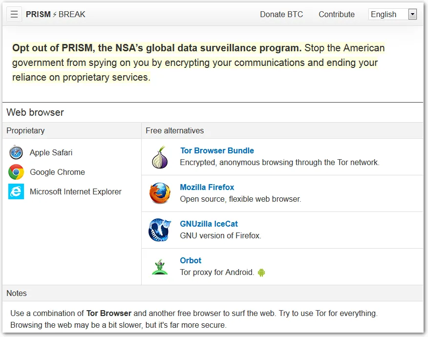 PRISM Break: Opt out of PRISM, the NSA’s global data | AlternativeTo