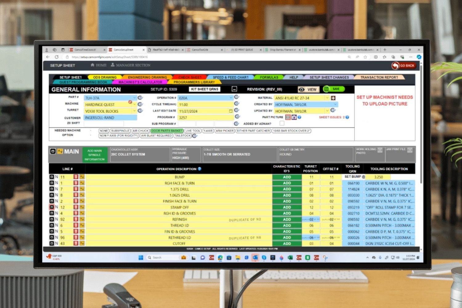 CNC Setup Sheet App: Digital tool used in manufacturing, especially in ...