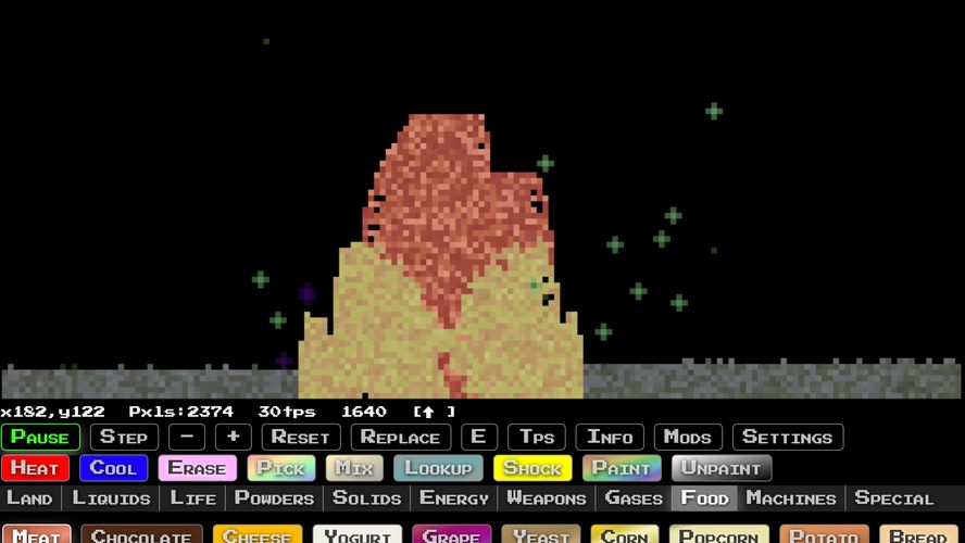Sandboxels: In-browser falling sand simulation game, with mechanics ...