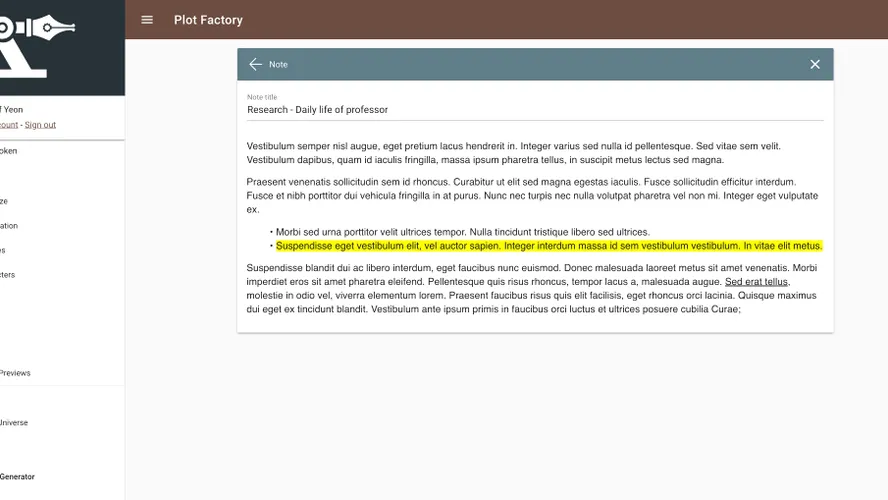 Plot Factory: Online story planner, organizer, and writing application ...