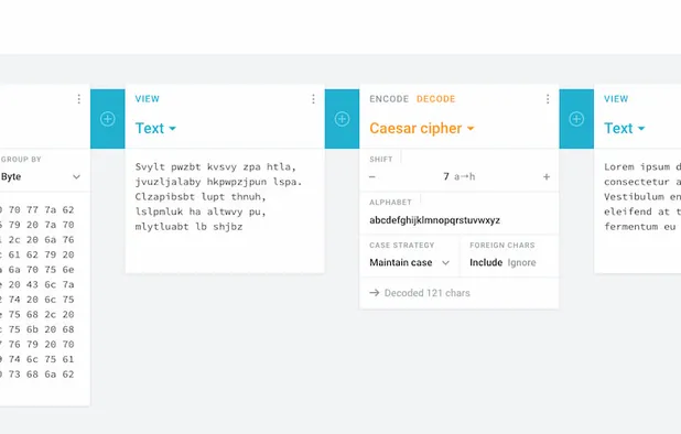 Cryptii: Web app and framework offering modular conversion, encoding ...