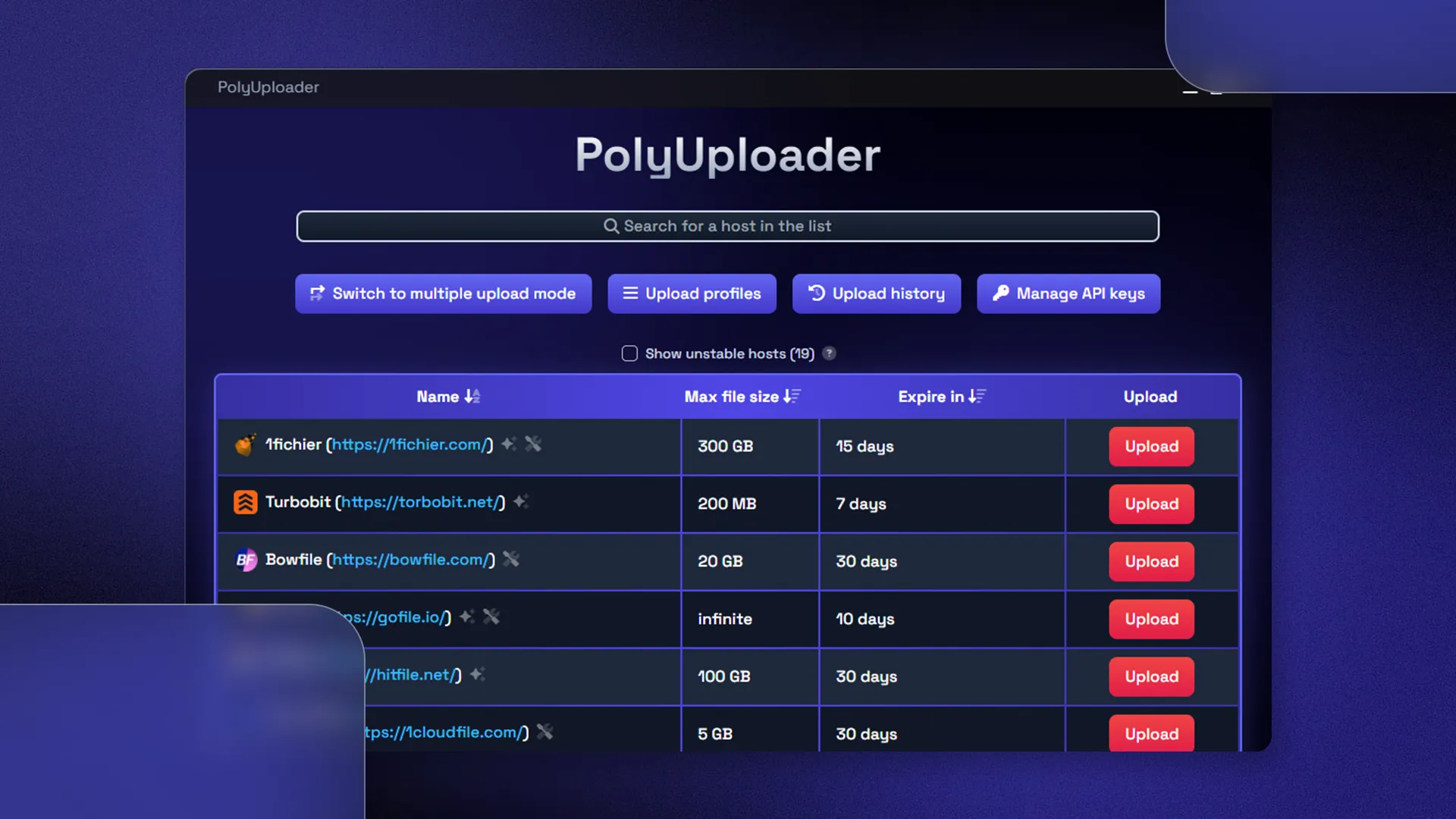 PolyUploader: Upload your files remotely to different hosts | AlternativeTo