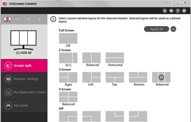 Lg onscreen control store
