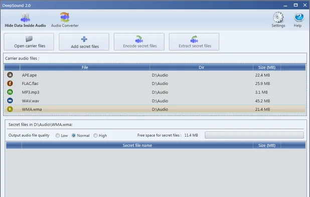 DeepSound: Steganography tool and audio converter that hides secret ...