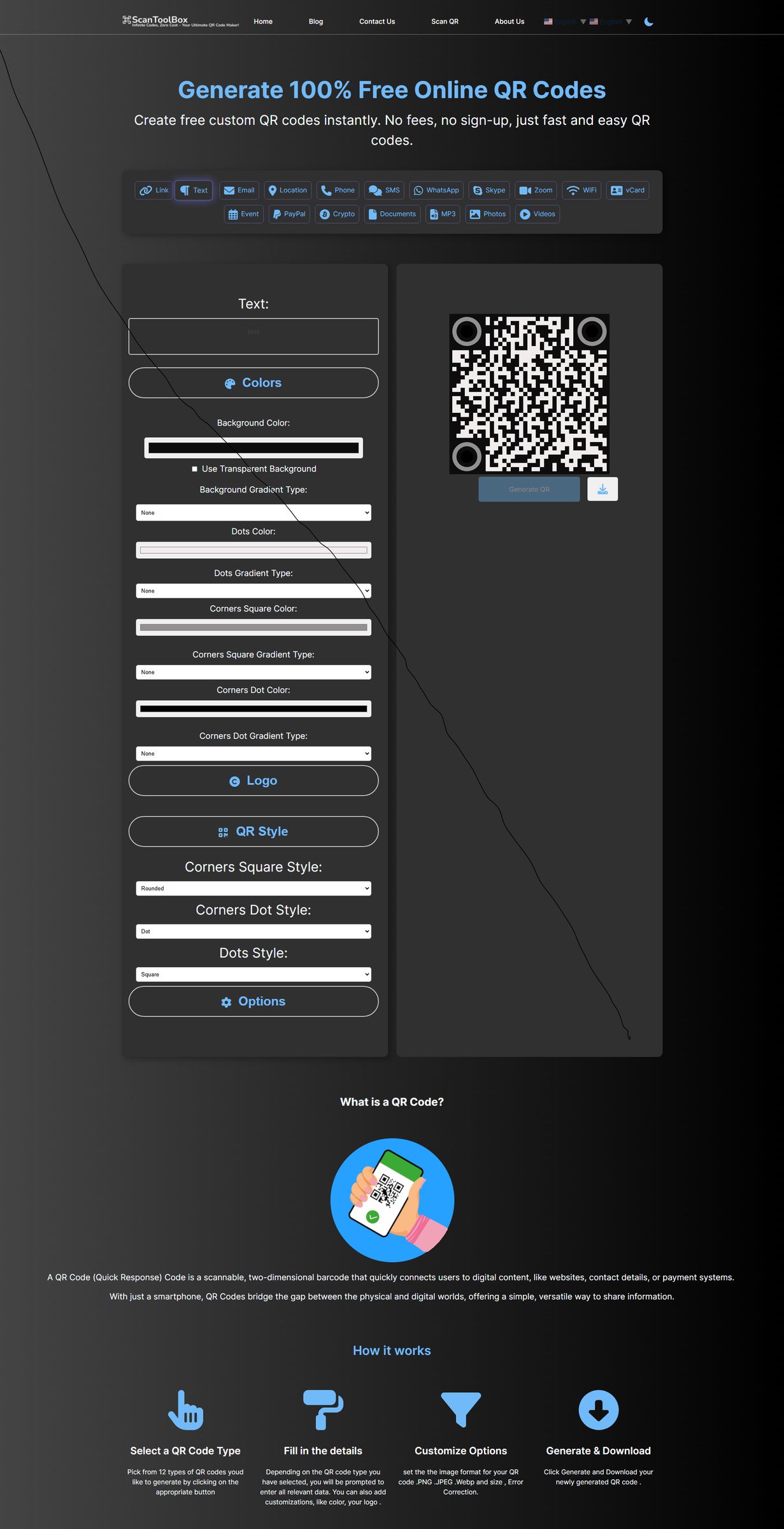 ScanToolBox: Create free QR codes instantly for URLs, WiFi, vCards, and more! | AlternativeTo