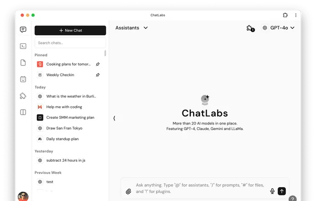 ChatLabs: Comprehensive AI platform that provides access to over 30 leading AI models in ...