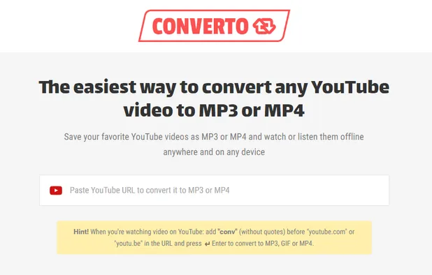 Converto.io: The easiest way to convert any YouTube video to MP3 or MP4 ...