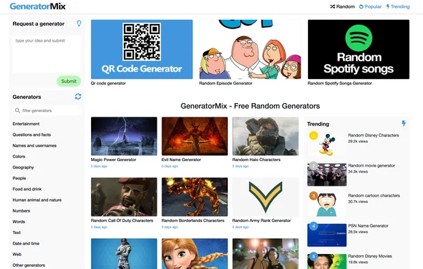 GeneratorMix: A place with hundreds of generators split into different ...