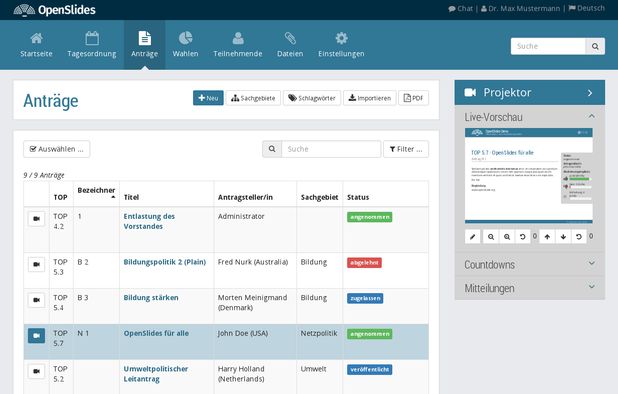 OpenSlides: Free, web based presentation and assembly system for managing and projecting ...