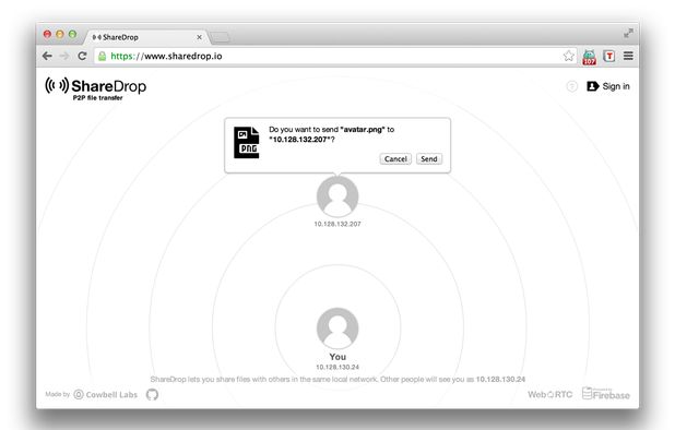 ShareDrop: HTML5 clone of Apple's AirDrop - easy P2P file transfer powered by WebRTC | AlternativeTo
