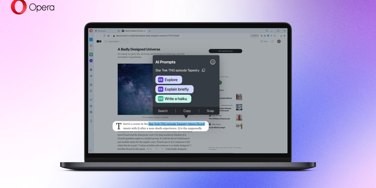 New AI tools now available in Opera and Opera GX web browsers ...