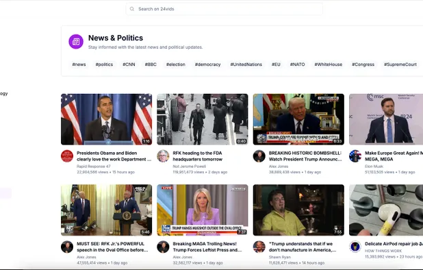 24vids: Video aggregator that showcases trending videos from multiple ...