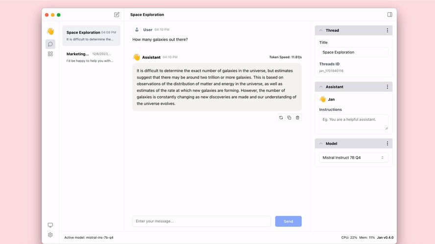 Jan.ai: Jan is an open source alternative to ChatGPT that runs 100% offline on your | AlternativeTo
