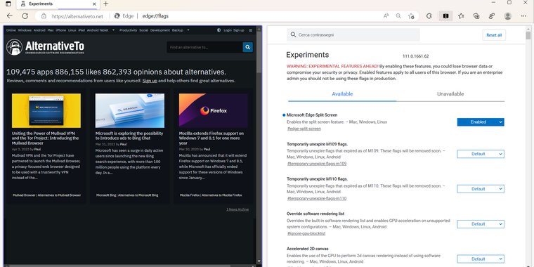 Microsoft Edge has a Hidden Split-Screen Feature | AlternativeTo