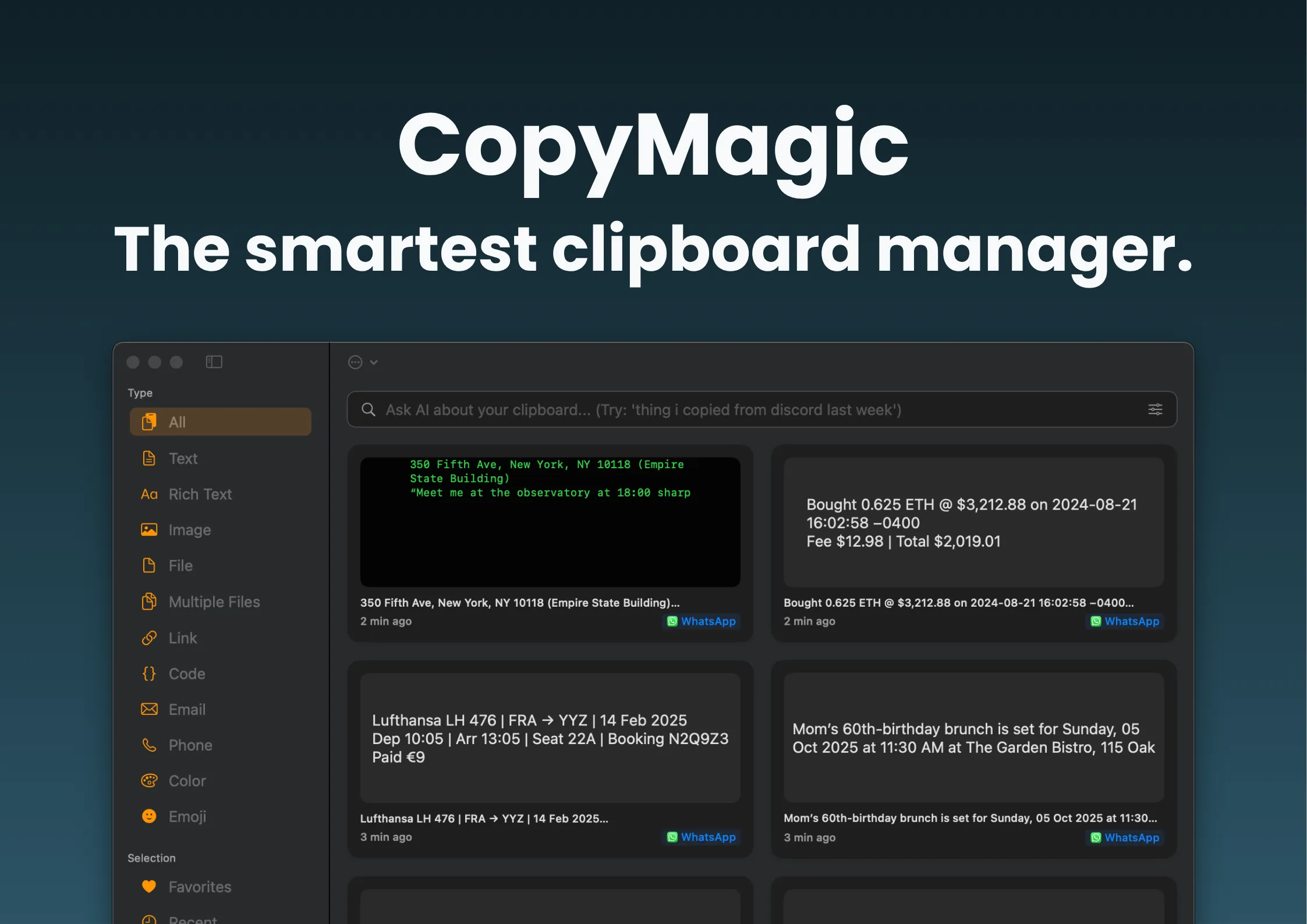 CopyMagic: Smart clipboard manager for macOS that supports semantic queries and | AlternativeTo