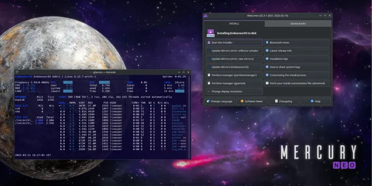 EndeavourOS Mercury Neo released with Linux 6.13.7 and installation bug fixes | AlternativeTo