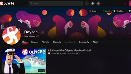 Odysee: Launch your own channel | Watch and share videos | AlternativeTo