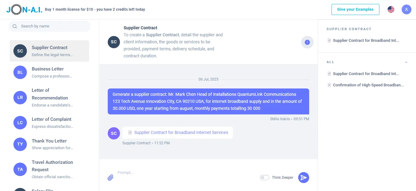 Jon AI Document Generator: Create letters, contracts, proposals, reports and more with this AI ...