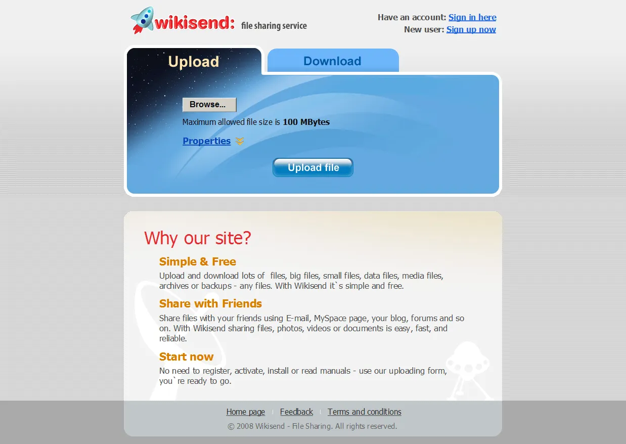 Wikisend: - free file sharing service with 100MB file size | AlternativeTo