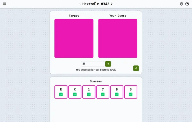 Hexcodle: A daily wordle-style game where users attempt to guess a random hex code | AlternativeTo