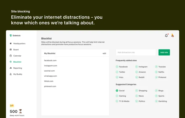 Sidekick: Productivity tool to help you set goals, schedule deep work ...