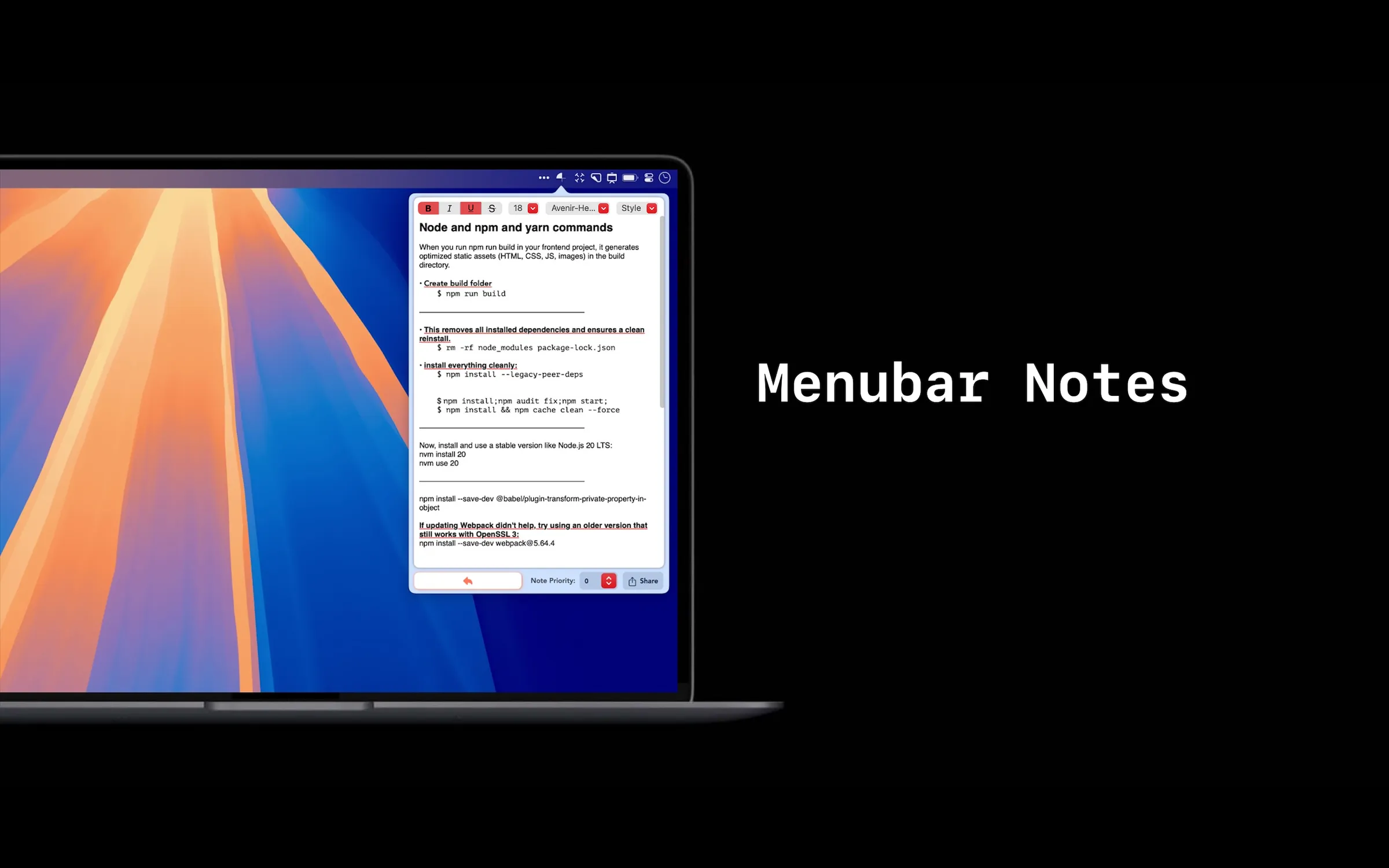 Menubar Notes: Instant access, clutter free notes app with Rich-Text ...