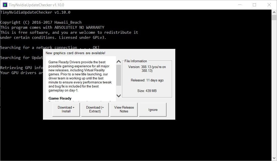 TinyNvidiaUpdateChecker: Efficient NVIDIA driver updater tool for Windows | AlternativeTo