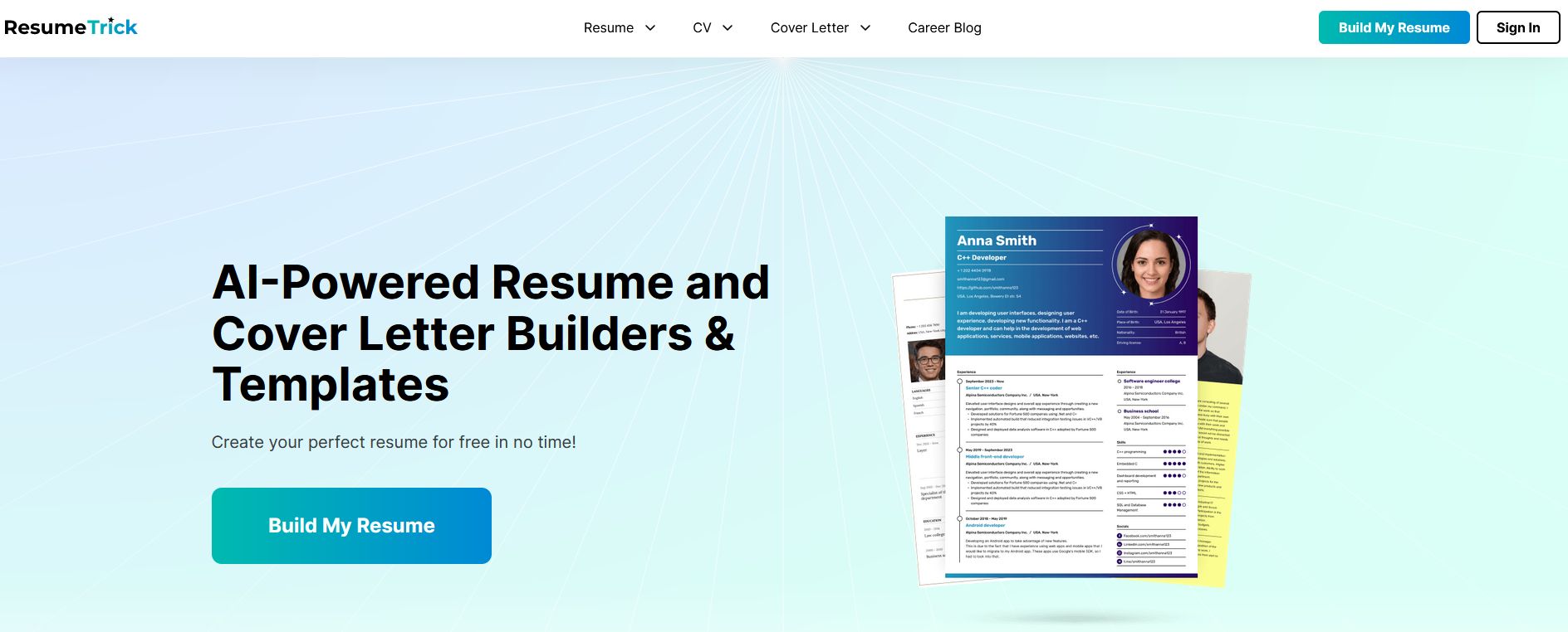 Resume Trick: Free online resume and cover letter builder with AI ...