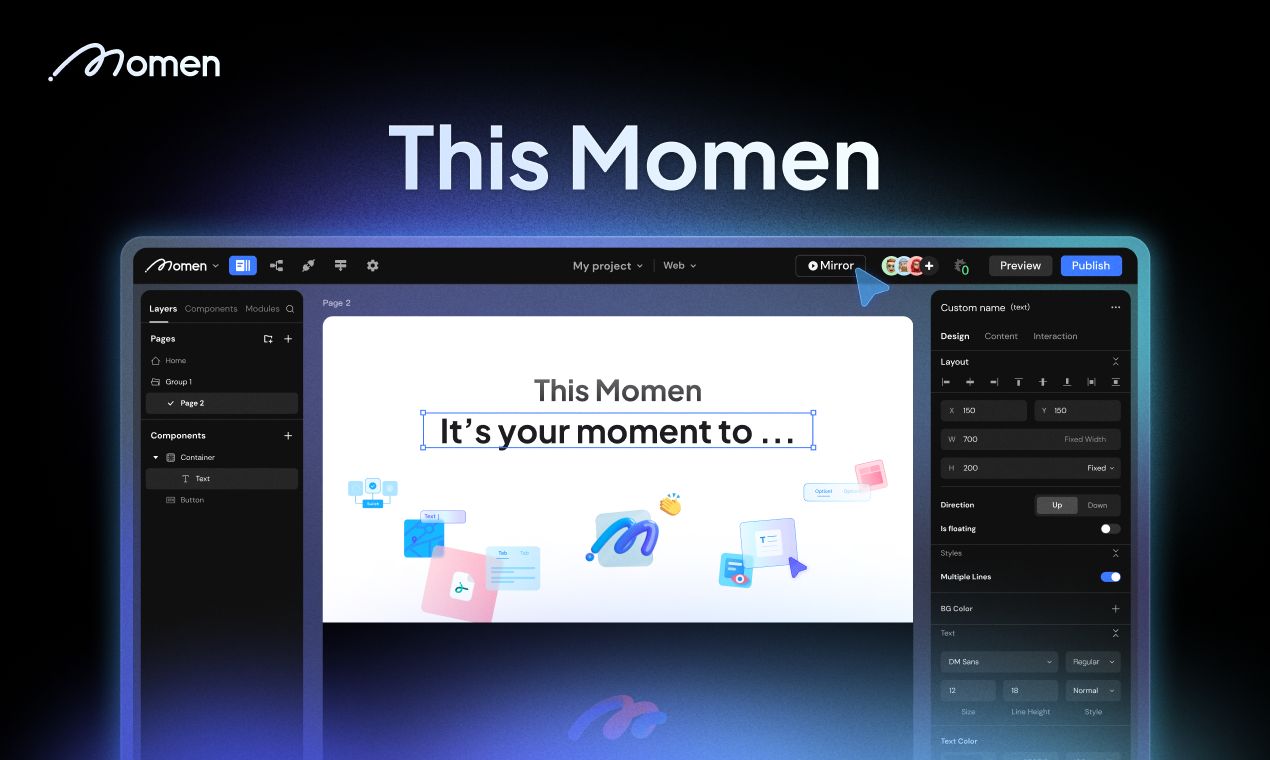 Momen: Build powerful web apps, and create your custom GPTs, no code needed! | AlternativeTo