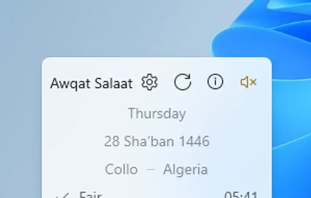 Awqat Salaat: A simple Windows widget to show the islamic prayer times ...