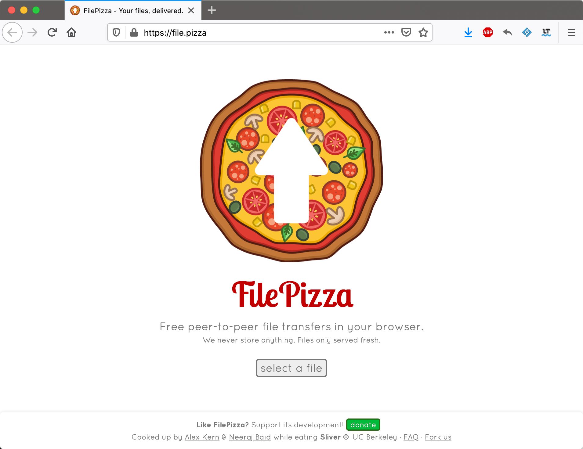 FilePizza: Open source application used to transfer file via WebRTC and ...