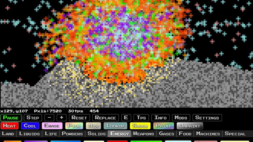 Sandboxels: In-browser falling sand simulation game, with mechanics ...