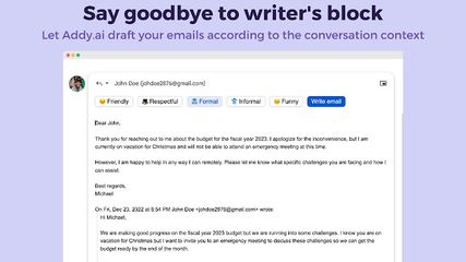 Addy AI: Addy is an A.I. email assistant that drafts your emails in ...