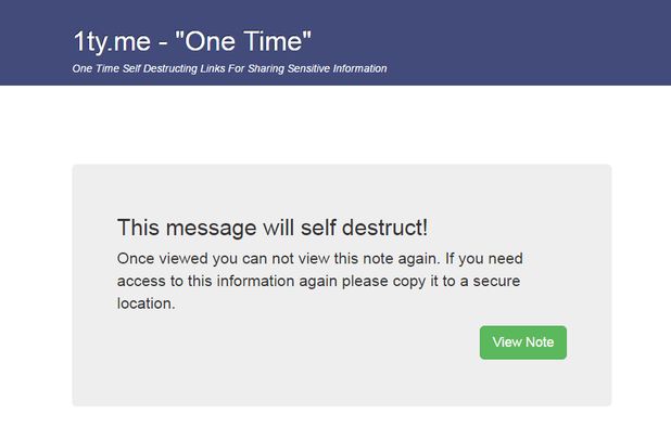 1ty.me: If you need to send a password or some other form of simple but sensitive | AlternativeTo