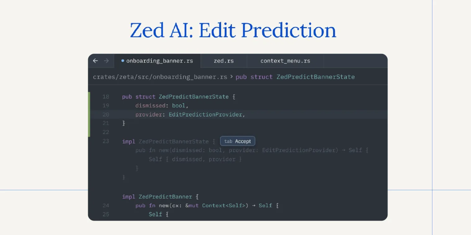 Zed unveils AI Edit Prediction feature powered by its new open-source ...