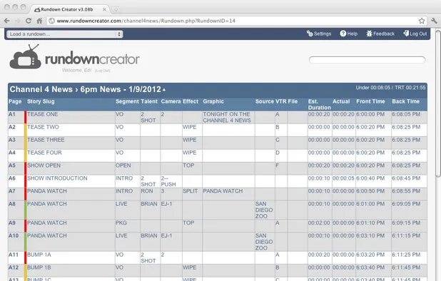 Rundown Creator: TV/radio rundown software that runs in your web ...