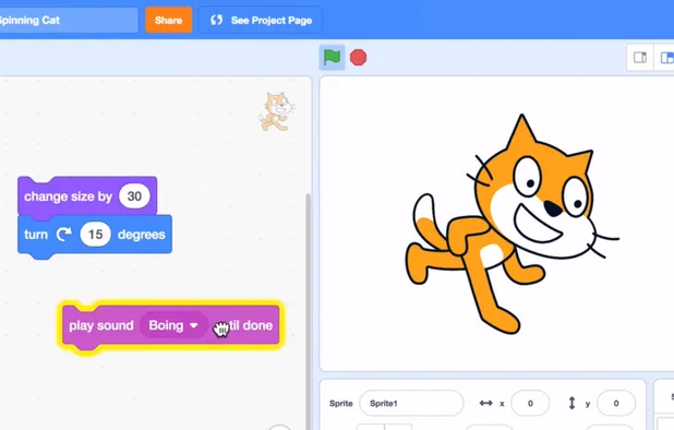 Scratch: Drag-and-drop visual programming language and platform for ...