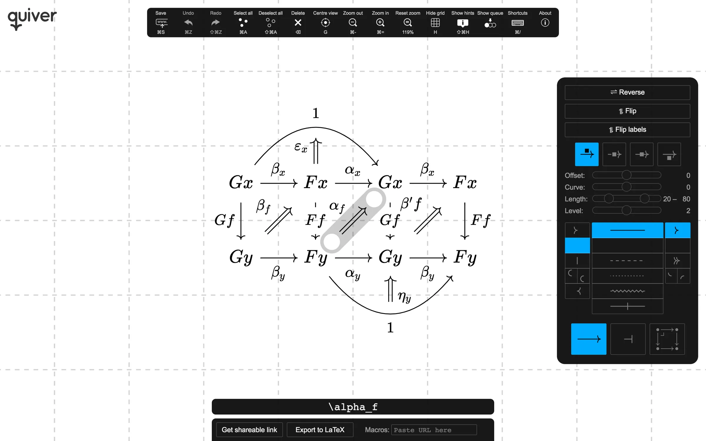 quiver diagram editor: Web editor for commutative diagrams, LaTeX ...