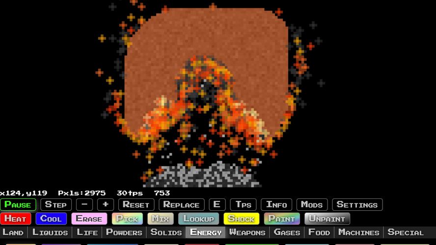 Sandboxels: In-browser falling sand simulation game, with mechanics ...