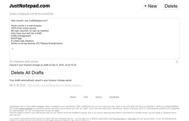 JustNotepad.com: A free online notepad allows you to create any text ...