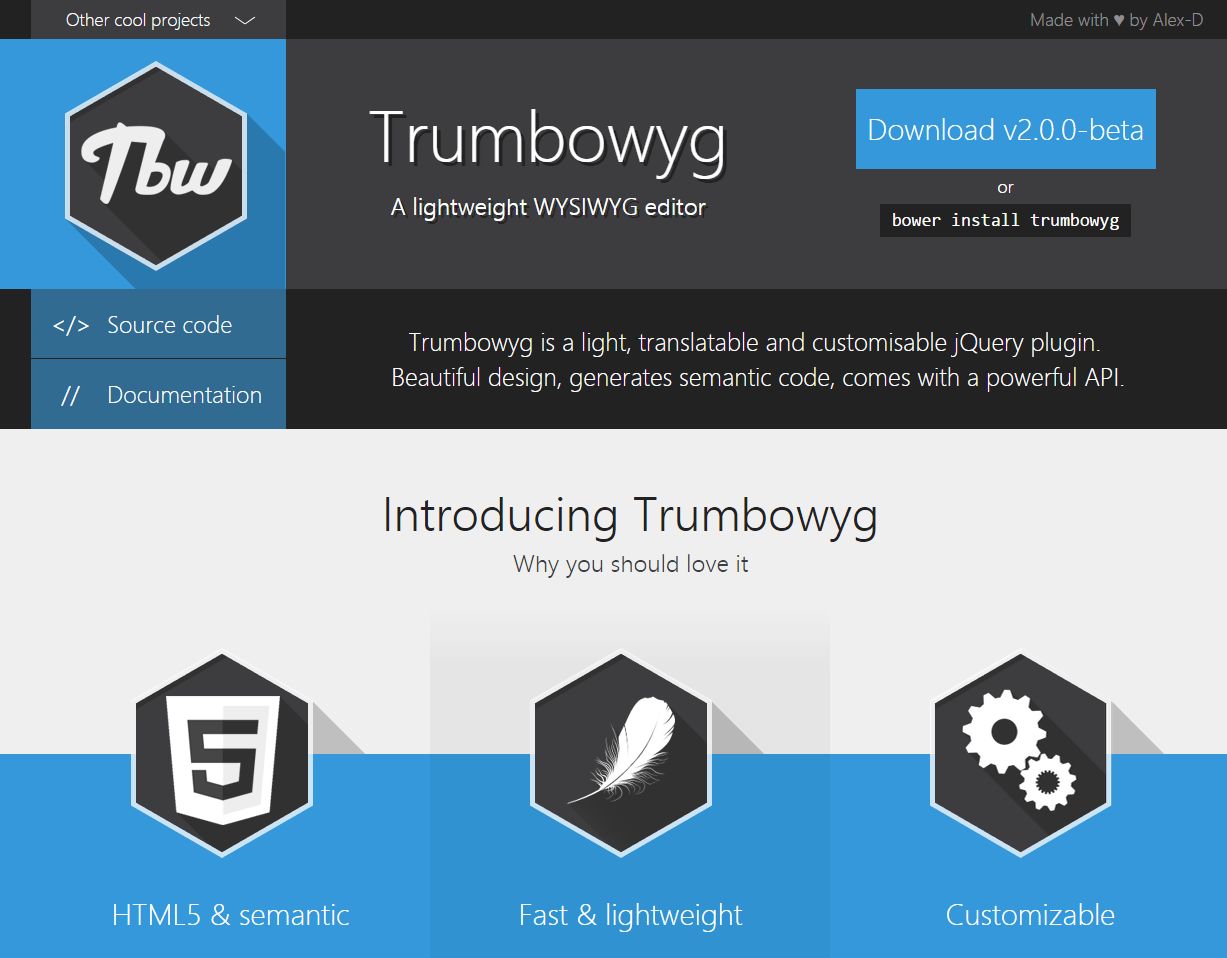 Trumbowyg: Feature-packed WYSIWYG editor in only 15kB of JavaScript | AlternativeTo