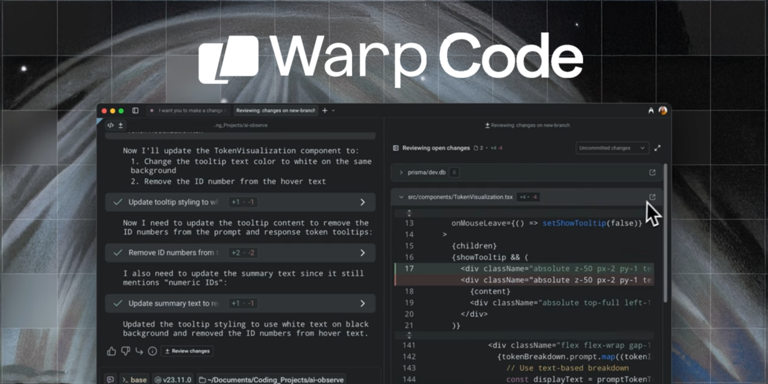 Warp launches Warp Code with tools for code review, agent profiles & integrated diff view ...