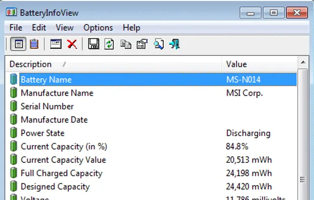 BatteryInfoView: Small utility for laptops | AlternativeTo