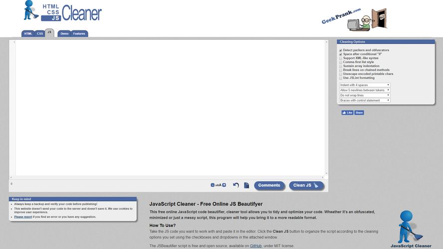 HTML-Cleaner.com: Lets you clean up your HTML / CSS / Javascript code ...