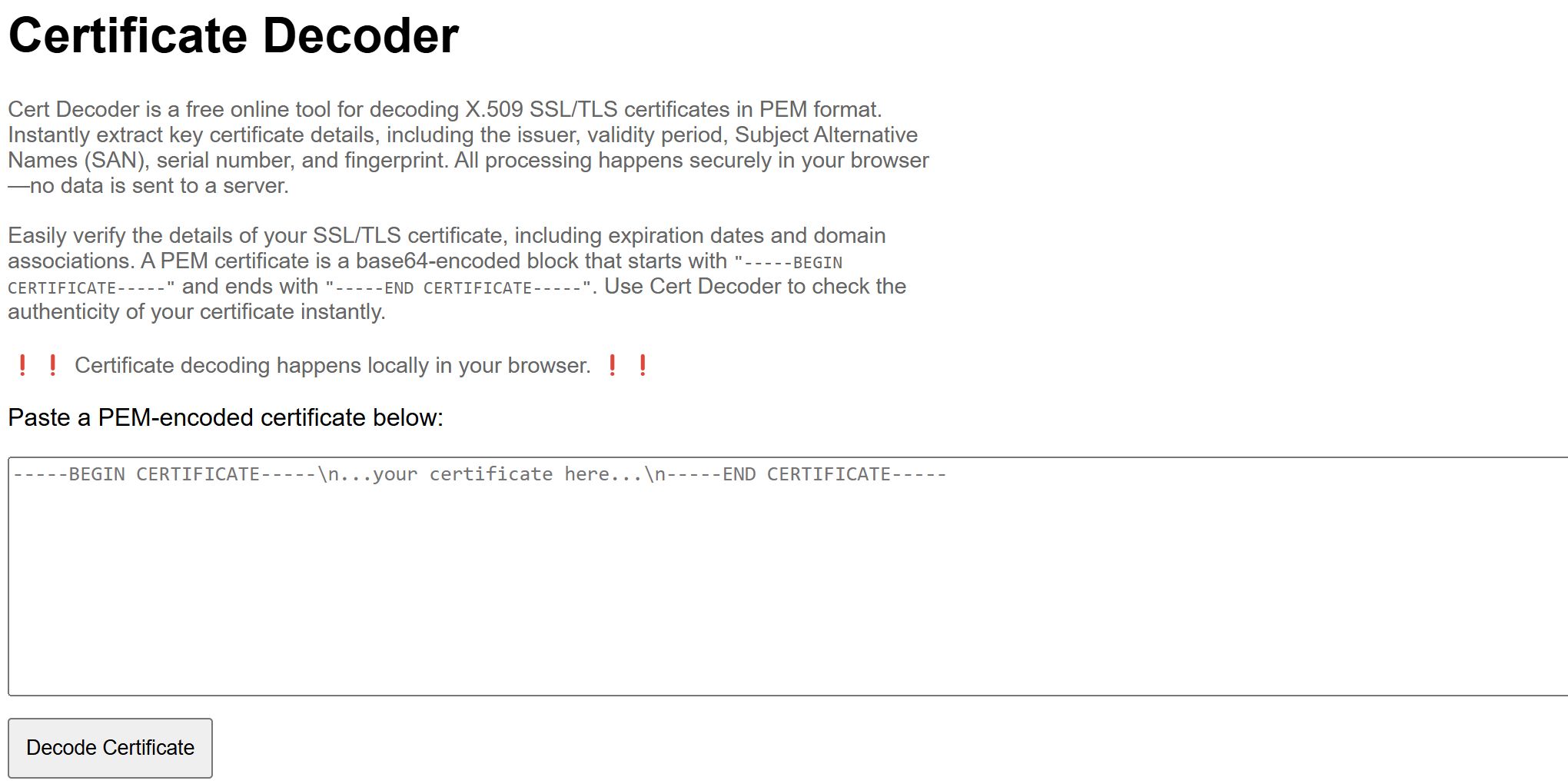 Cert Decoder: Free online tool for hassle-free decoding of X. | AlternativeTo