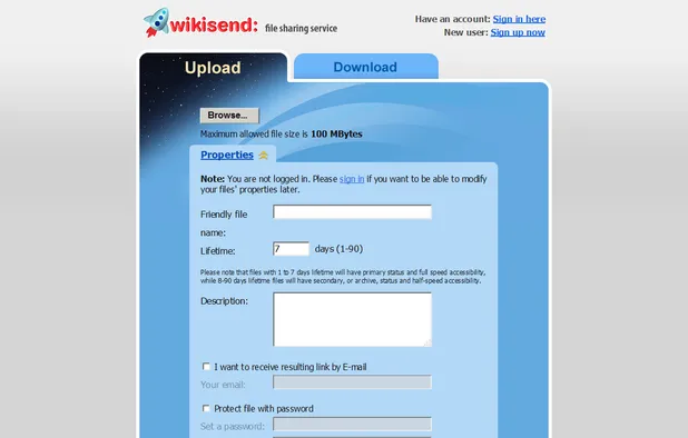 Wikisend: - free file sharing service with 100MB file size | AlternativeTo