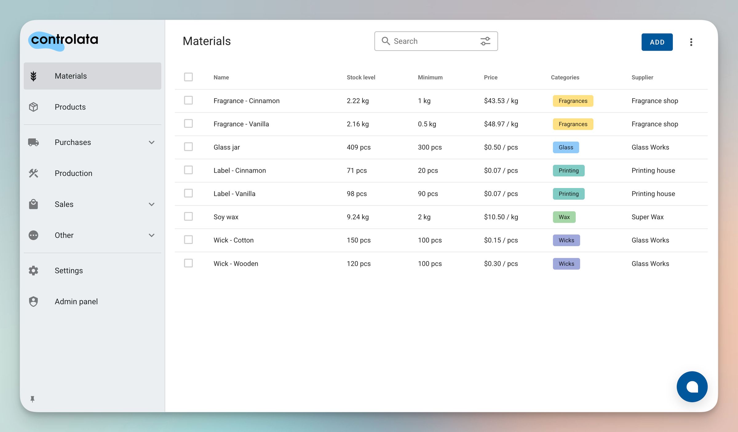 Controlata: Streamlined inventory & production management for small manufacturers | AlternativeTo