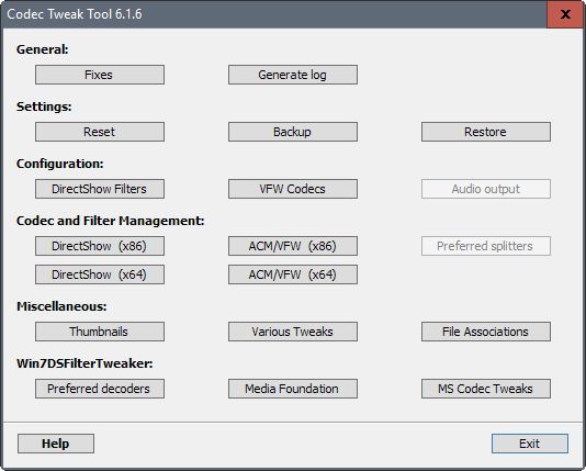Codec Tweak Tool: Windows tool for troubleshooting codecs and filters ...