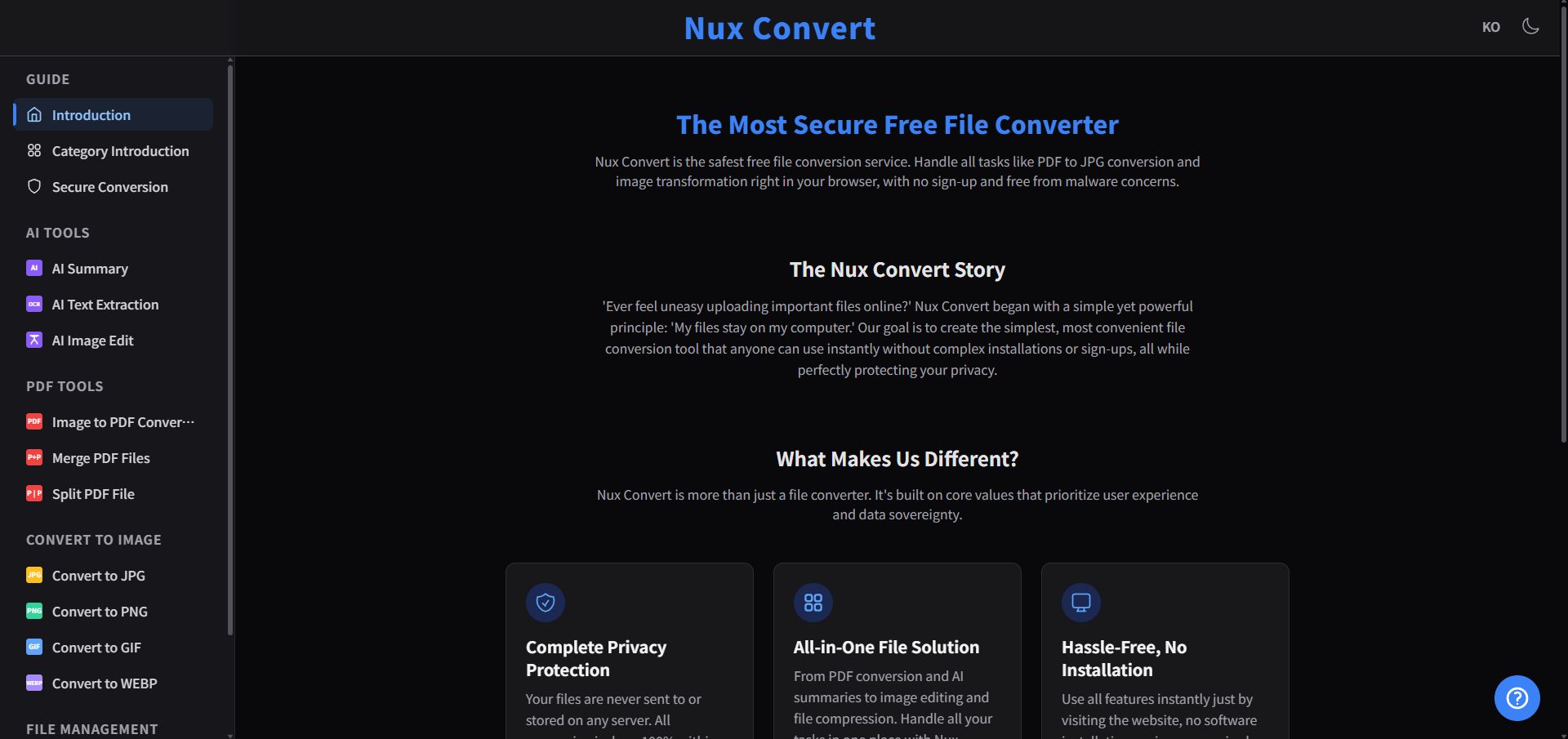 Nux Convert: All-in-one, privacy-focused web app for file conversion, compression, and ...