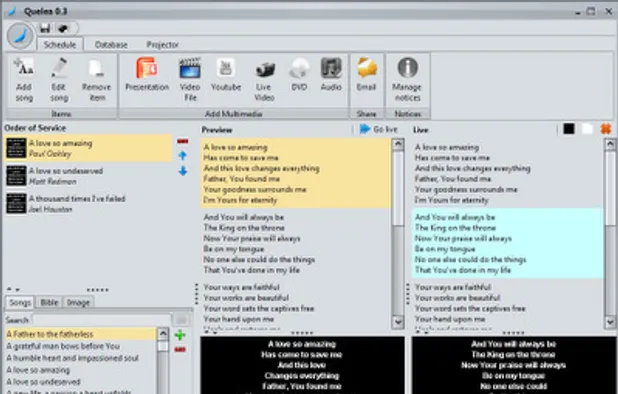 Quelea: Open source lyrics projection package aimed at churches | AlternativeTo
